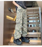 China Camouflage Daily Washed Mid Waist cargo pants wholesale price Camouflage Cotton 100% Custom (KU24113) for sale