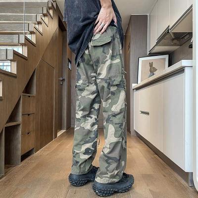 China Mid Waist Daily Washed Mid Waist cargo pants wholesale price Camouflage Cotton 100% Custom (KU24111) for sale
