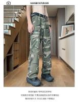 China Mid Waist Daily Washed Mid Waist cargo pants wholesale price Camouflage Cotton 100% Custom (KU24111) for sale