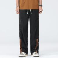 China Black Summer Non Stretch wide leg track pants Urban Fashion Regular Custom (KU24103) for sale