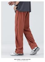 China Black Summer Non Stretch wide leg track pants Urban Fashion Regular Custom (KU24103) for sale