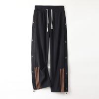 China Black Black Summer Non Stretch wide leg track pants Straight Pant Urban Fashion Custom (KU24103) for sale