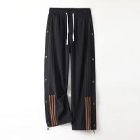 China Black Black Summer Non Stretch wide leg track pants Straight Pant Urban Fashion Custom (KU24103) for sale