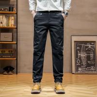 China Black Basic Daily mens pants wholesale Washed Mid Waist Custom (P331) for sale