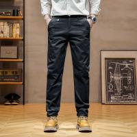 China Black Basic Daily mens pants wholesale Washed Mid Waist Custom (P331) for sale