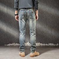 China Vintage Mid Waist Vintage Color wholesale skinny jeans mens Slight Stretch Vintage Washed Embroidered Custom (L088) for sale
