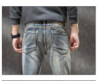 China Vintage Mid Waist Vintage Color wholesale skinny jeans mens Slight Stretch Vintage Washed Embroidered Custom (L088) for sale