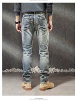 China Vintage Mid Waist Vintage Color wholesale skinny jeans mens Slight Stretch Vintage Washed Embroidered Custom (L088) for sale