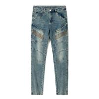 China Mid Waist Brown Blue Youth Trend wholesale skinny jeans mens Autumn 2025 Slight Stretch Custom (Y242) for sale