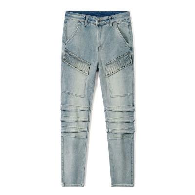 China Mid Waist Green Blue Youth Trend jogger pants wholesale Slight Stretch Stone Washed Vintage Washed Custom (Y240) for sale