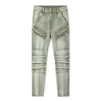 China Mid Waist Green Blue Youth Trend jogger pants wholesale Slight Stretch Stone Washed Vintage Washed Custom (Y240) for sale