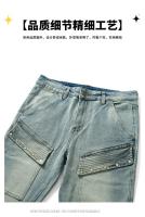 China Mid Waist Green Blue Youth Trend jogger pants wholesale Slight Stretch Stone Washed Vintage Washed Custom (Y240) for sale