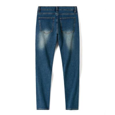 China Blue Washed Mid Waist wholesale skinny jeans mens Distressed Urban Fashion Custom (Y229) for sale