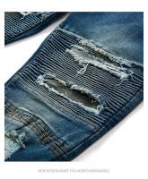 China Blue Washed Mid Waist wholesale skinny jeans mens Distressed Urban Fashion Custom (Y229) for sale