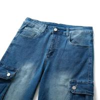 China Blue Summer Mid Waist wholesale men shorts cargo Urban Fashion Vintage Washed Distressed Custom (Y239) for sale