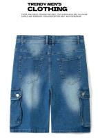 China Blue Summer Mid Waist wholesale men shorts cargo Urban Fashion Vintage Washed Distressed Custom (Y239) for sale