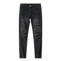 China Black Mid Waist Urban Fashion wholesale skinny jeans mens Slight Stretch Regular Custom (Y228) for sale