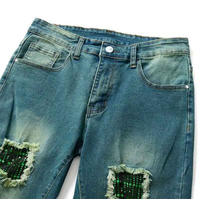 China Blue Youth Trend Slight Stretch wholesale skinny jeans mens Regular Chemical Wash Custom (TM224) for sale