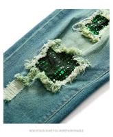 China Blue Youth Trend Slight Stretch wholesale skinny jeans mens Regular Chemical Wash Custom (TM224) for sale