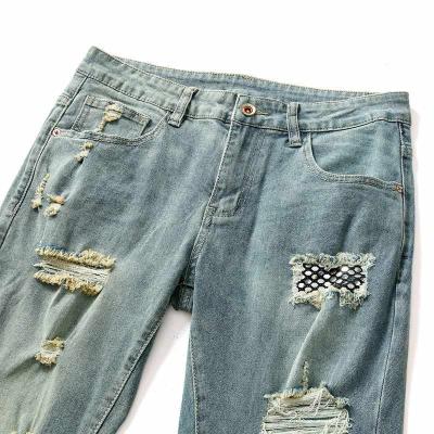 China Blue Mid Waist Distressed wholesale skinny jeans mens High Stretch Urban Fashion Custom (Y230) for sale
