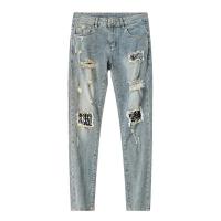 China Blue Mid Waist Distressed wholesale skinny jeans mens High Stretch Urban Fashion Custom (Y230) for sale