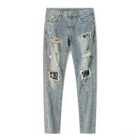 China Blue Mid Waist Distressed wholesale skinny jeans mens High Stretch Urban Fashion Custom (Y230) for sale