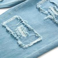 China Distressed Blue Mid Waist Distressed wholesale skinny jeans mens Youth Trend Non Stretch Custom (Y238) for sale
