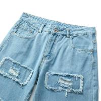 China Distressed Blue Mid Waist Distressed wholesale skinny jeans mens Youth Trend Non Stretch Custom (Y238) for sale
