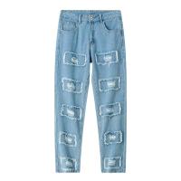 China Distressed Blue Mid Waist Distressed wholesale skinny jeans mens Youth Trend Non Stretch Custom (Y238) for sale