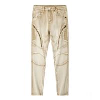 China Blue Mid Waist Youth Trend mens pants wholesale Slight Stretch Stone Wash Chemical Wash Custom (Y241) for sale