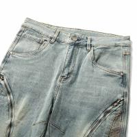 China Blue Mid Waist Youth Trend mens pants wholesale Slight Stretch Stone Wash Chemical Wash Custom (Y241) for sale