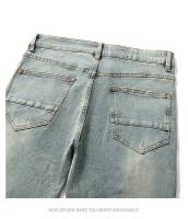 China Blue Mid Waist Youth Trend mens pants wholesale Slight Stretch Stone Wash Chemical Wash Custom (Y241) for sale