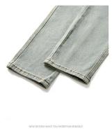 China Blue Mid Waist Youth Trend mens pants wholesale Slight Stretch Stone Wash Chemical Wash Custom (Y241) for sale