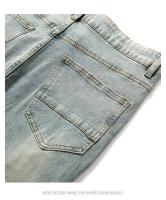 China Blue Mid Waist Youth Trend mens pants wholesale Slight Stretch Stone Wash Chemical Wash Custom (Y241) for sale