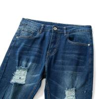 China Mid Waist Distressed Light Blue wholesale skinny jeans mens Urban Fashion Slight Stretch Custom (Y231) for sale