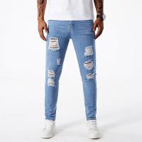 China Mid Waist Distressed Light Blue wholesale skinny jeans mens Urban Fashion Slight Stretch Custom (Y231) for sale