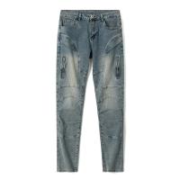 China Washed Mid Waist Light Blue wholesale skinny jeans mens Youth Trend Chemical Wash Custom (Y234) for sale