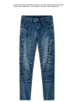 China Washed Mid Waist Light Blue wholesale skinny jeans mens Youth Trend Chemical Wash Custom (Y234) for sale
