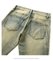 China Washed Mid Waist Light Blue wholesale skinny jeans mens Youth Trend Chemical Wash Custom (Y234) for sale