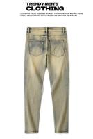 China Washed Mid Waist Light Blue wholesale skinny jeans mens Youth Trend Chemical Wash Custom (Y234) for sale
