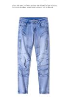 China Washed Mid Waist Light Blue wholesale skinny jeans mens Youth Trend Chemical Wash Custom (Y234) for sale