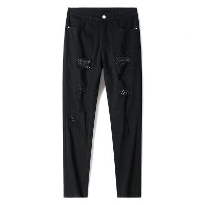 China Mid Waist White Black Youth Trend wholesale skinny jeans mens Slight Stretch Regular Custom (P399) for sale