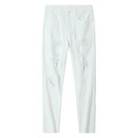 China Mid Waist White Black Youth Trend wholesale skinny jeans mens Slight Stretch Regular Custom (P399) for sale