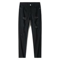 China Mid Waist White Black Youth Trend wholesale skinny jeans mens Slight Stretch Regular Custom (P399) for sale