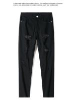 China Mid Waist White Black Youth Trend wholesale skinny jeans mens Slight Stretch Regular Custom (P399) for sale