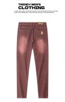 China Washed Washed Mid Waist Youth Trend wholesale skinny jeans mens Regular Fit Chemical Wash Custom (MG109) for sale