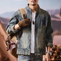 China Metal Accent Daily Fabric Hem Long Sleeve biker jacket wholesale Metal Accent Vintage Color Custom (JK709) for sale