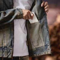 China Metal Accent Daily Fabric Hem Long Sleeve biker jacket wholesale Metal Accent Vintage Color Custom (JK709) for sale