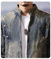 China Metal Accent Daily Fabric Hem Long Sleeve biker jacket wholesale Metal Accent Vintage Color Custom (JK709) for sale