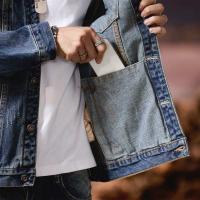 China Single Breasted Blue Daily Fabric Hem french workwear jacket wholesale Long Sleeve Polyester 19% Custom (JK591) for sale